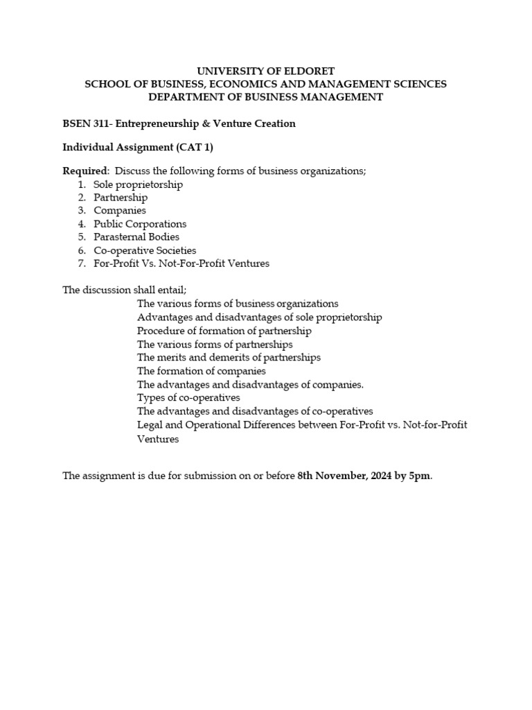 Bsen 311-Cat 1 | PDF | Finance & Money Management