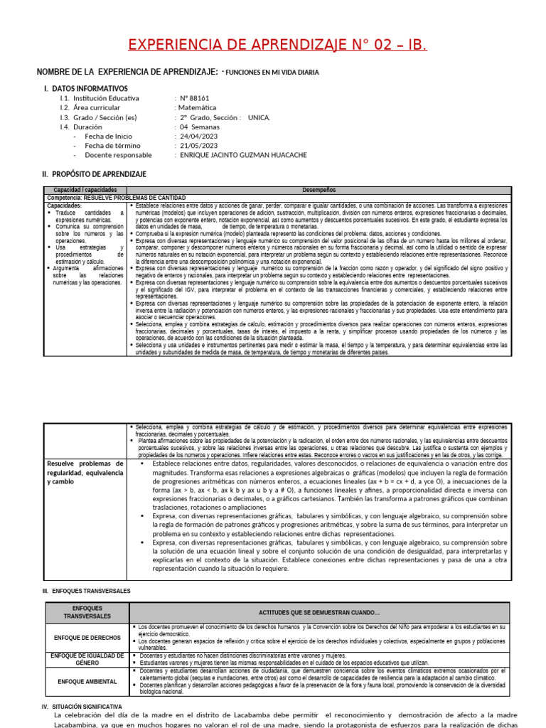 Experiencia de Aprendizaje #02 - 2° | PDF | Números | Exponenciación