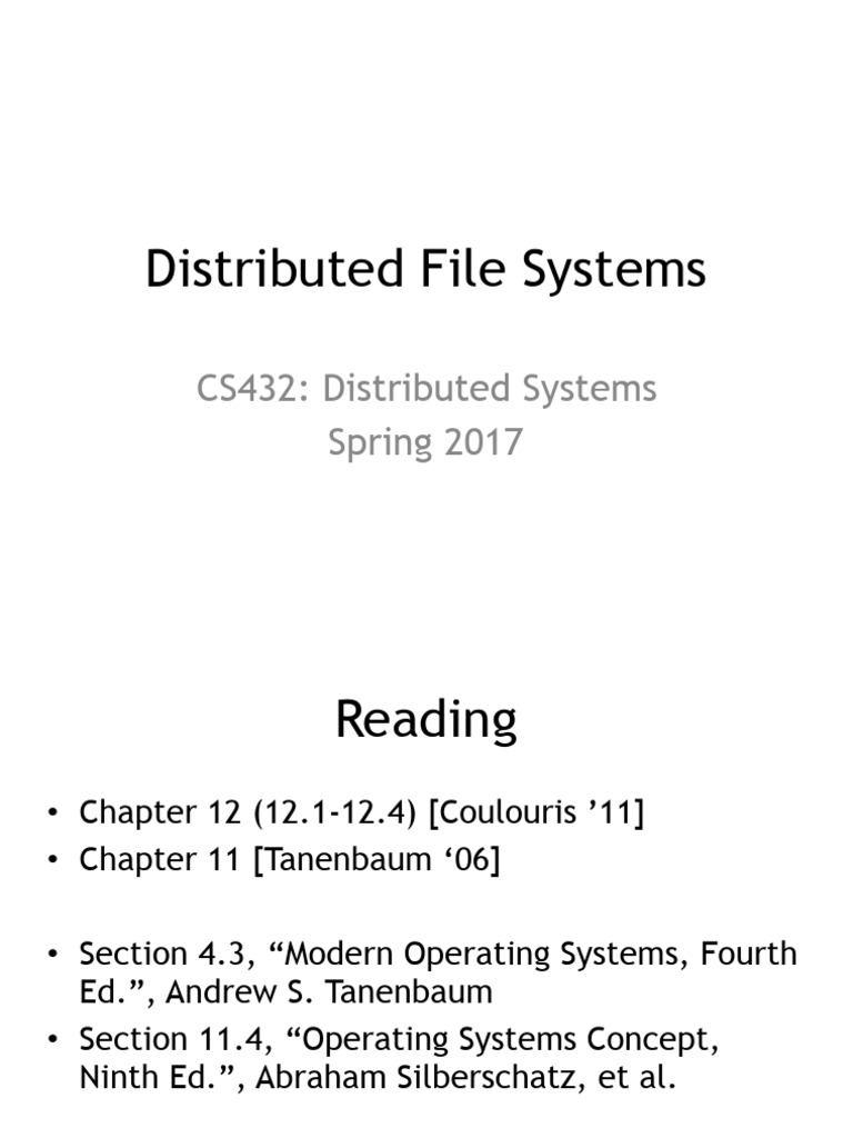 CS432 S17 DistributedFileSystems | PDF | File System | Booting