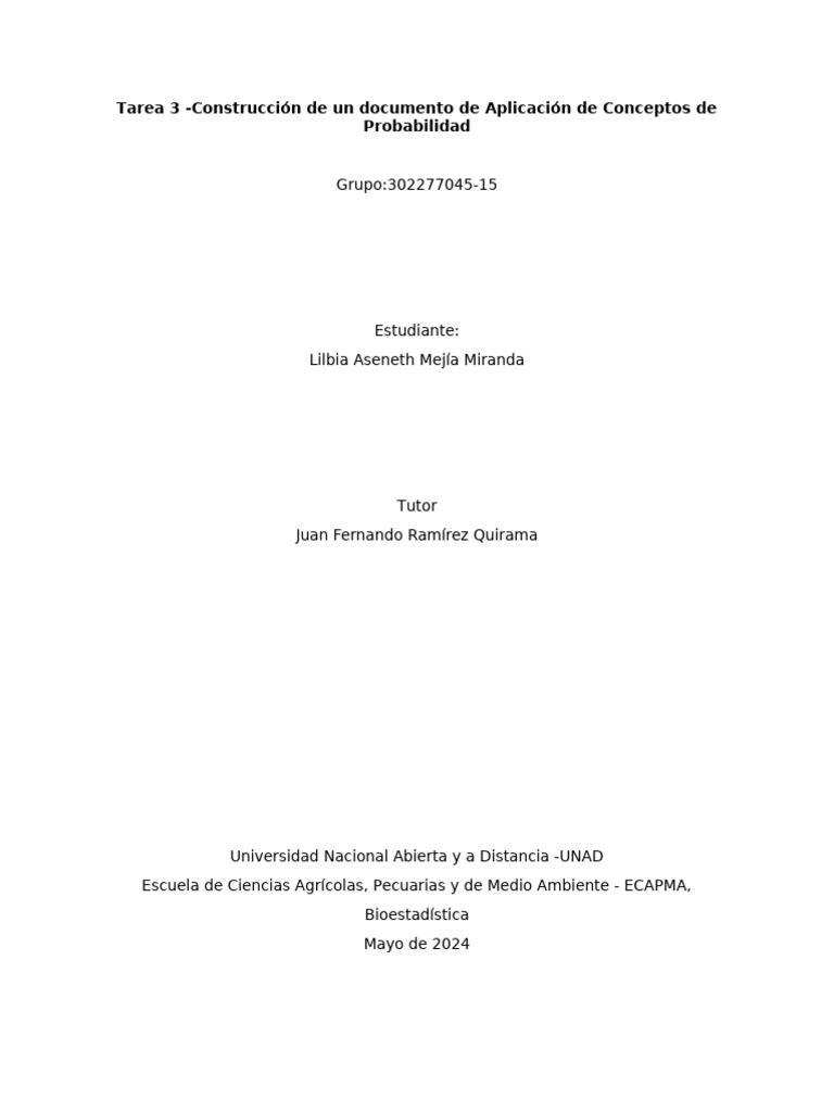 LILBIA avance ejercicios 1 y 2 tarea 3 | PDF | Probabilidad | Teoría de probabilidad