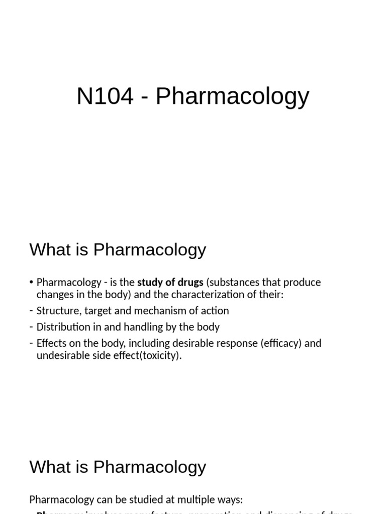 N104-Pharmacology | PDF | Pharmacology | Intravenous Therapy