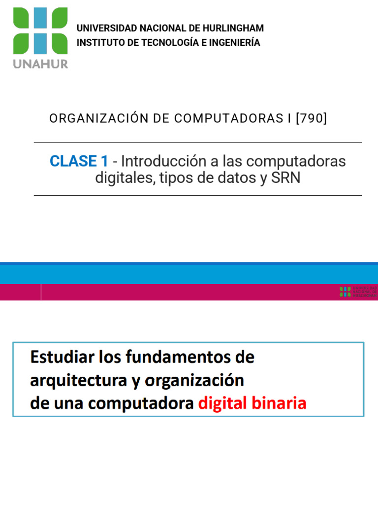 CLASE 1 - Introducción A Las Computadoras Digitales, Tipos de Datos y SRN | PDF | Sistema ...