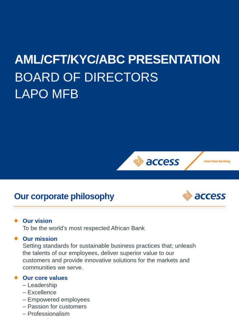 Aml CFT Kyc Abc Presentation - MFB Board 2020 | PDF | Regulatory ...