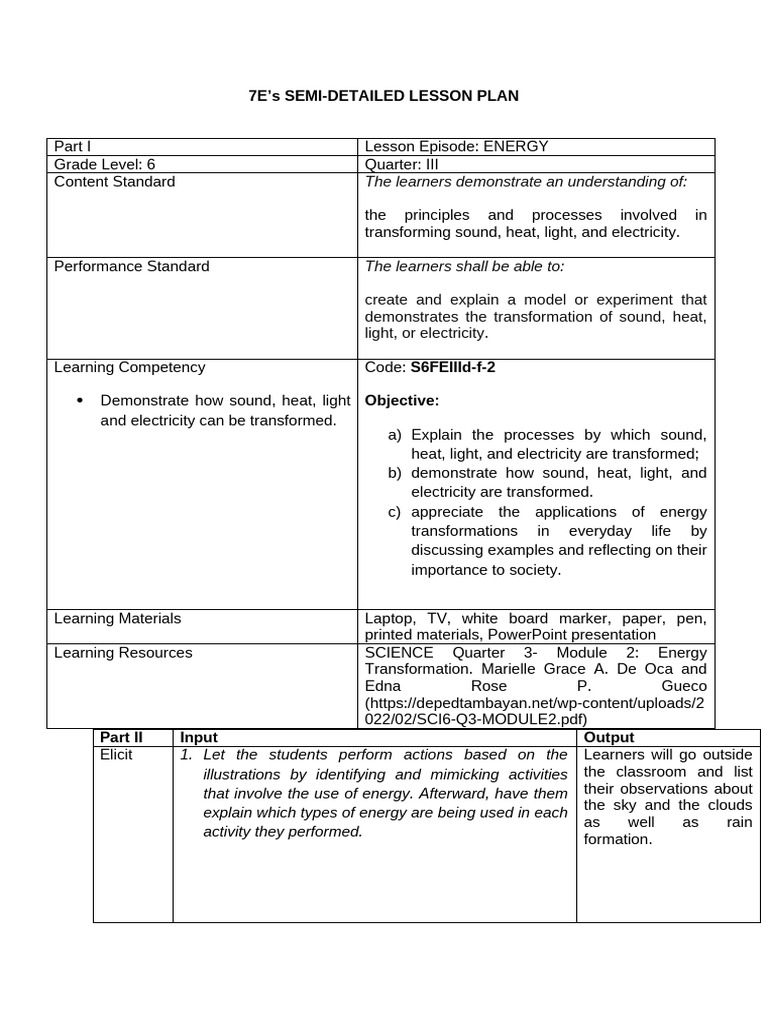 ENERGY-7E-Lesson-Plan | PDF | Precipitation | Ice