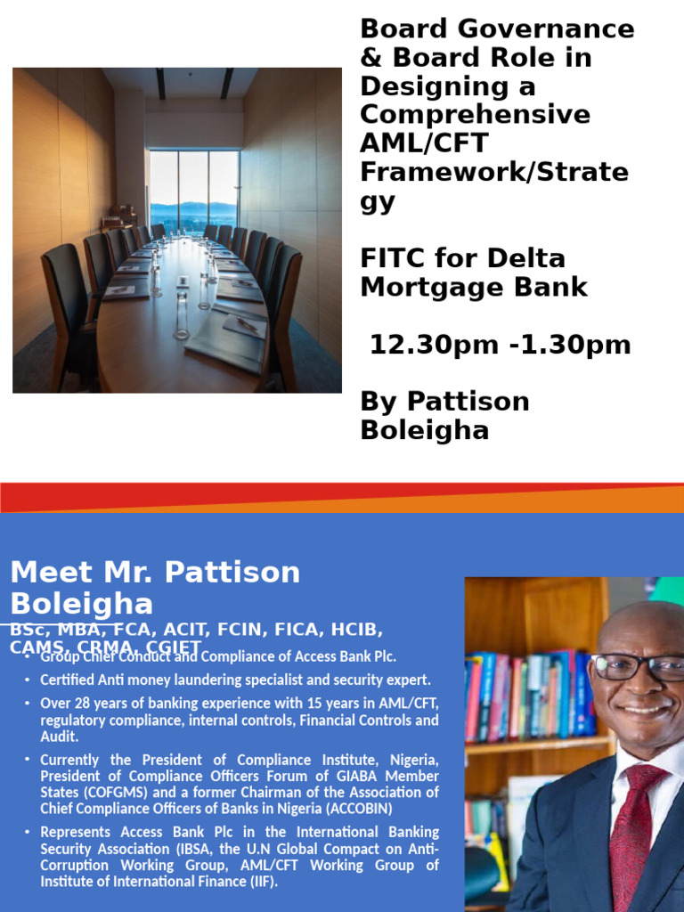 Board Governance & Board Role in Designing Aml CFT Program Delta ...