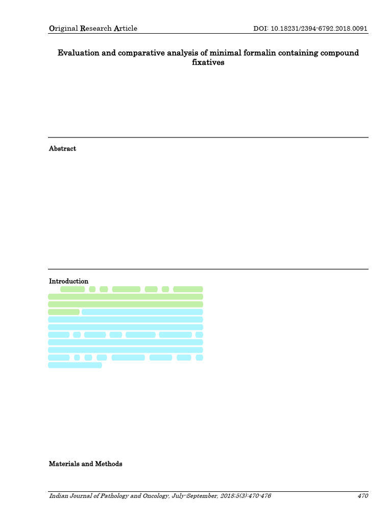 Evaluation and Comparative Analysis of Minimal Formalin Containing ...
