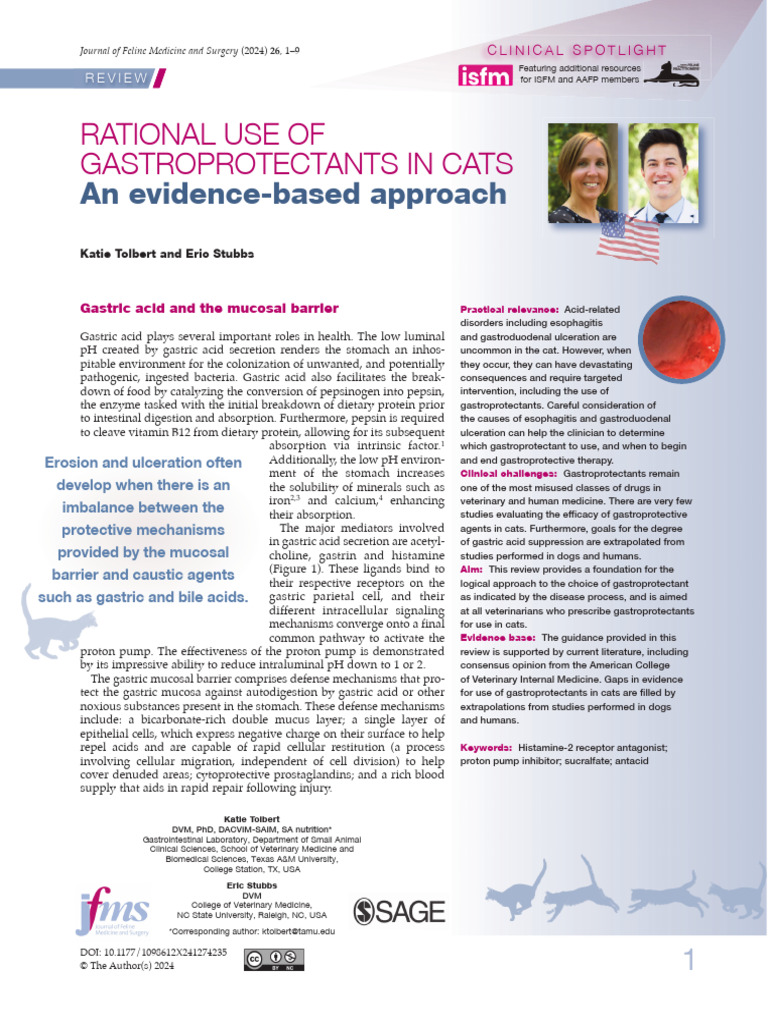 Gastroprotectants for Cats: Evidence-Based Use | PDF | Stomach | Digestion