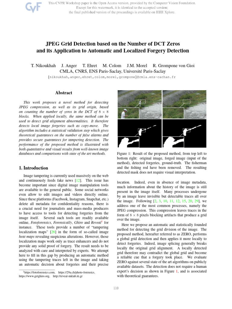 JPEG Grid Detection Based On The Number of DCT Zeros and Its ...