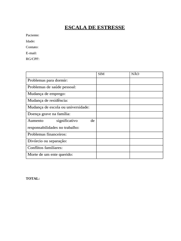 Escala Nível de Estresse | PDF | Bem-estar