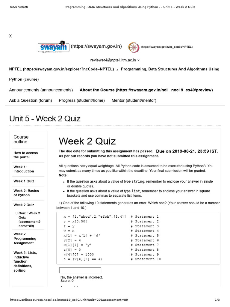 Noc20-Cs26 Week 02 Assignment 01 | PDF | String (Computer Science) | Python (Programming Language)
