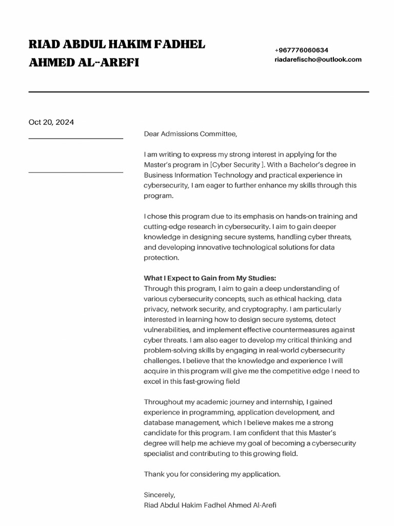 Motivation Letter | PDF
