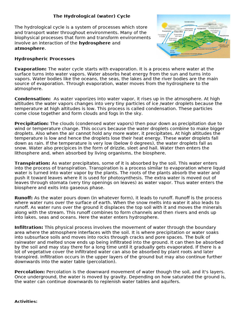2 Hydrospheric Processes | PDF | Water | Water Cycle