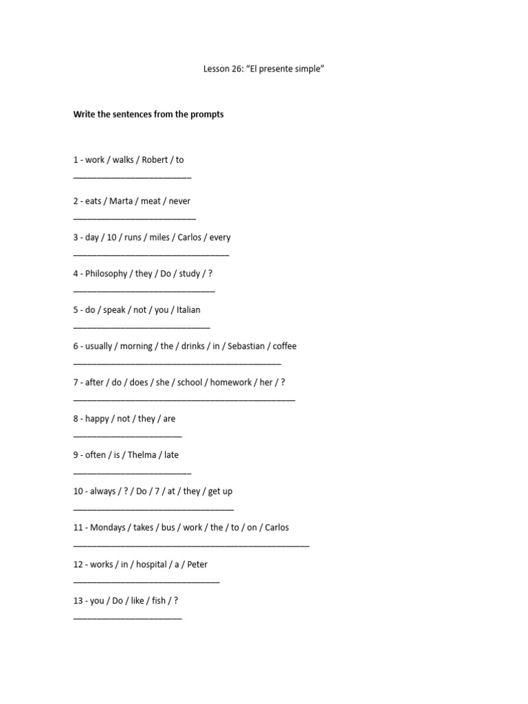 Lesson 26 Presente Simple | PDF | Foreign Language Studies