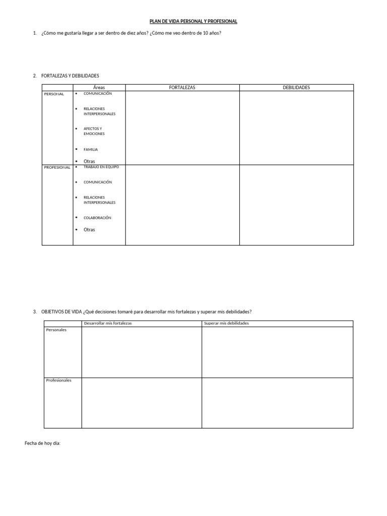 Ficha de Trabajo 5 - Plan Personal | PDF | Crecimiento personal y profesional