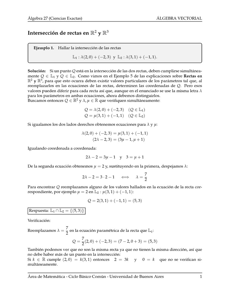 Intersección de Rectas | PDF | Ecuaciones | Álgebra
