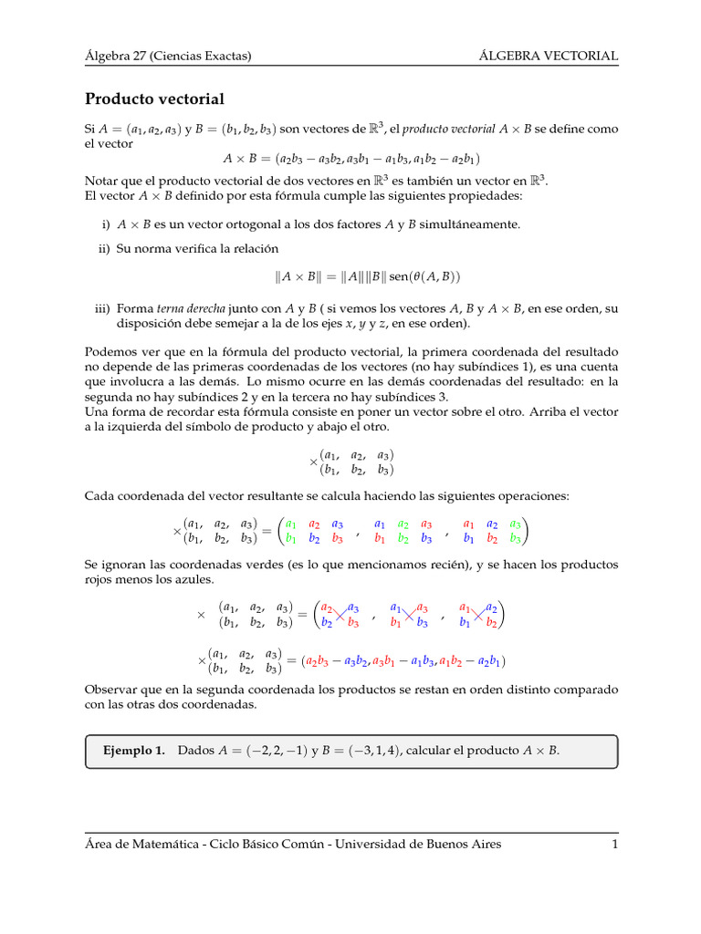 Producto Vectorial | PDF | Triángulo | Vector Euclidiano