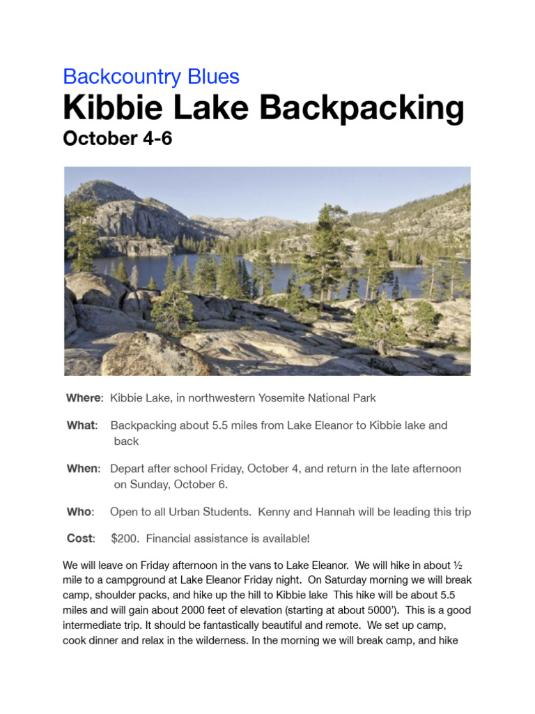 Kibbie Lake Information | PDF