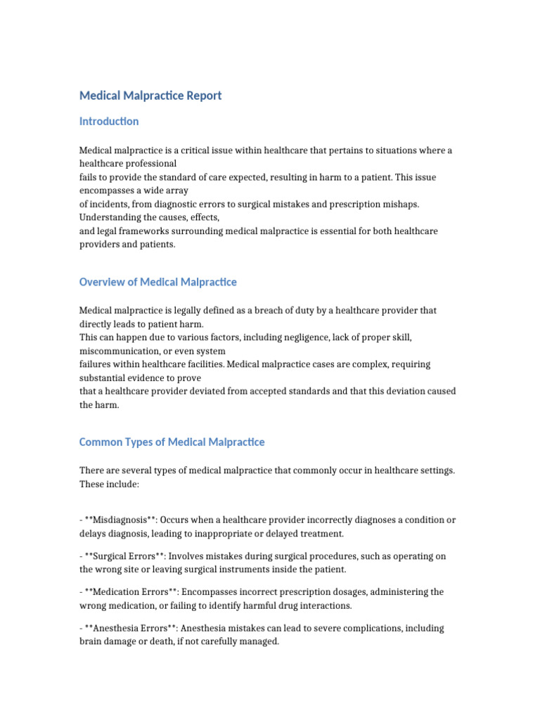 Understanding Medical Malpractice Risks | PDF | Medical Error | Health Care