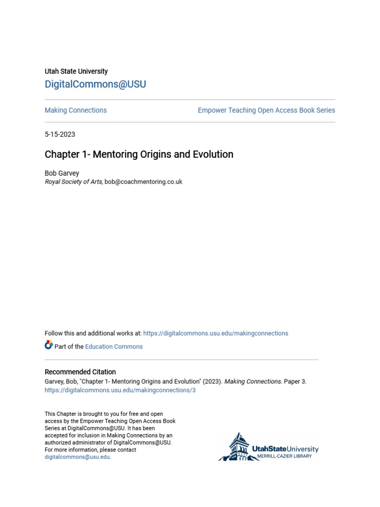 Chapter 1 - Mentoring Origins and Evolution | PDF | Mentorship | Odyssey