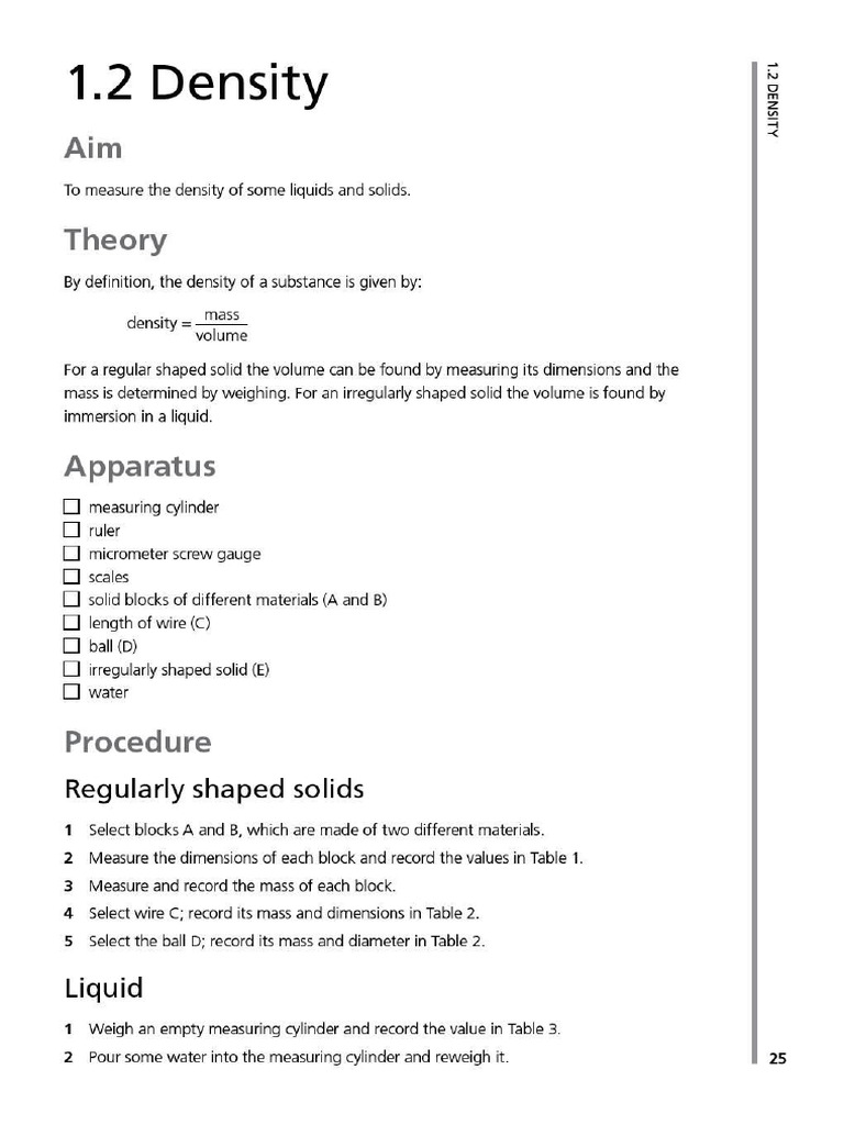 Density practical | PDF