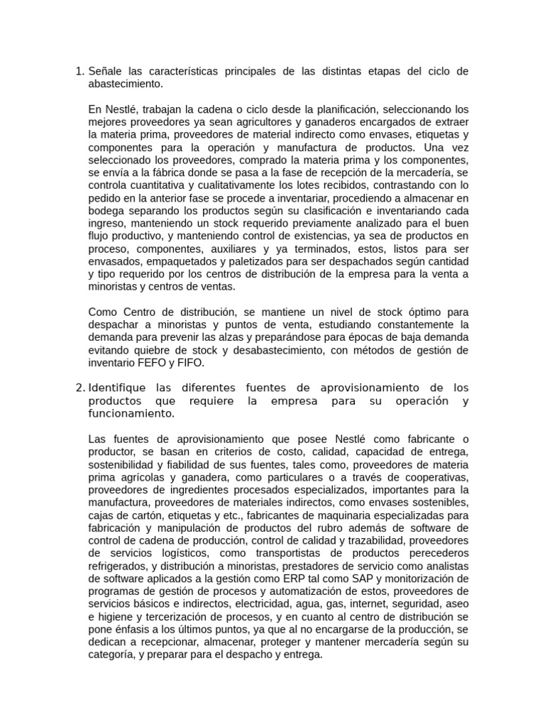 Señale Las Características Principales de Las Distintas Etapas Del ...