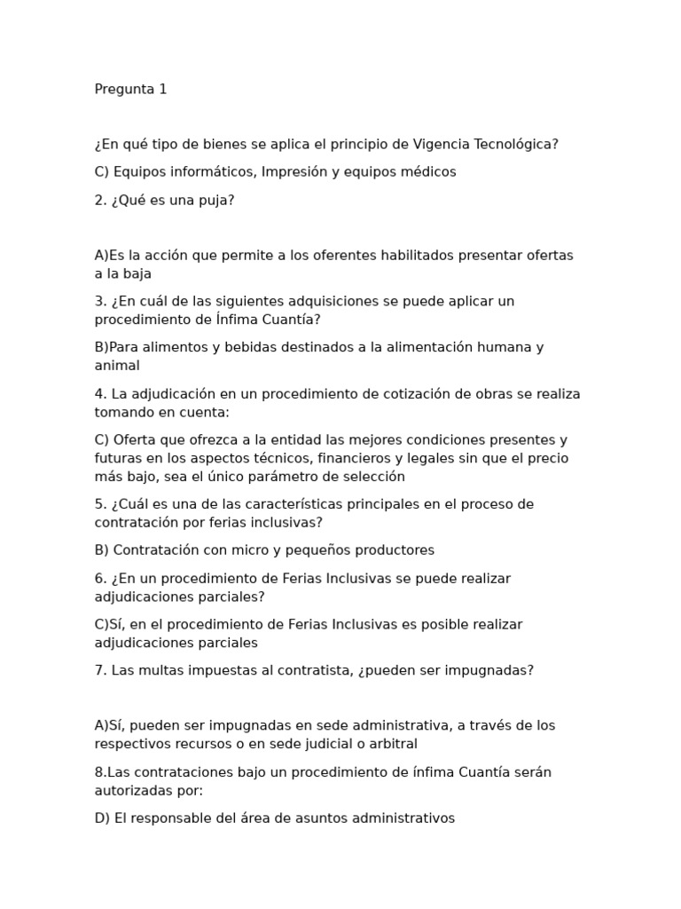 Banco de Preguntas | PDF | Subasta | Presupuesto