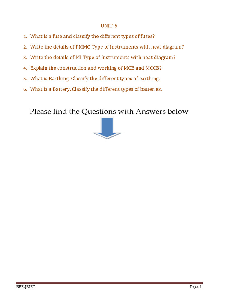 Electrical Instruments and Fuses Overview | PDF | Rechargeable Battery ...
