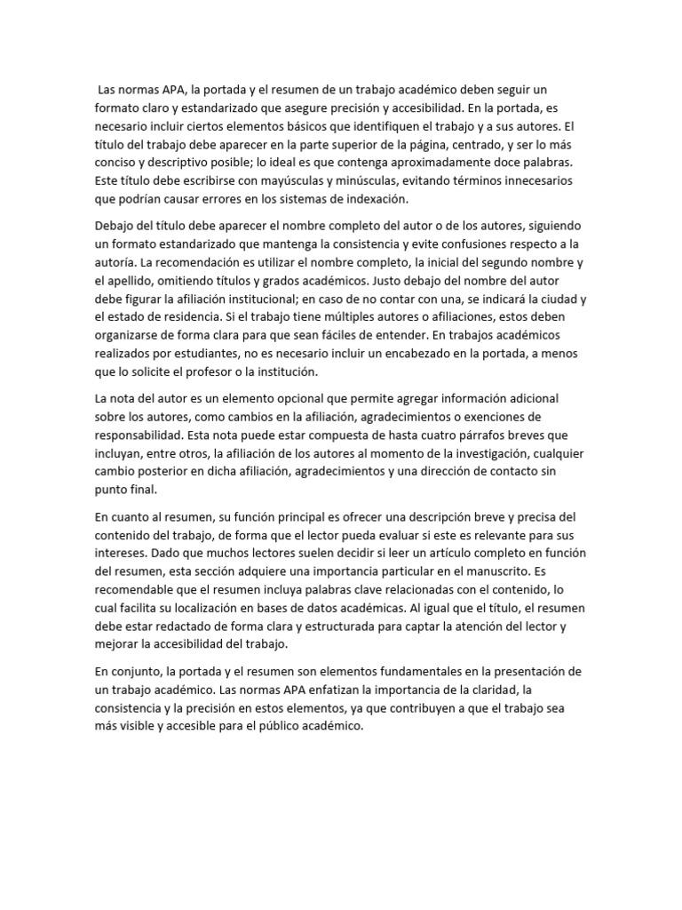 Normas APA: Portada y Resumen | PDF | Accesibilidad