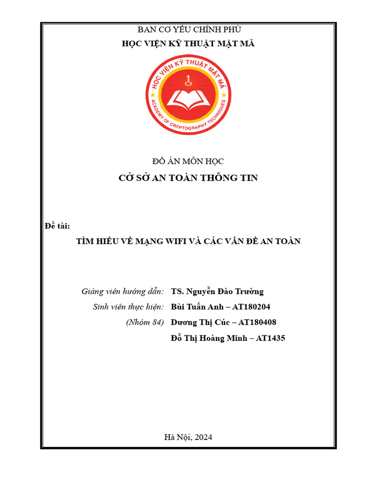 CSATTT L03 Tìm hiểu về mạng Wifi và các vấn đề an toàn | PDF