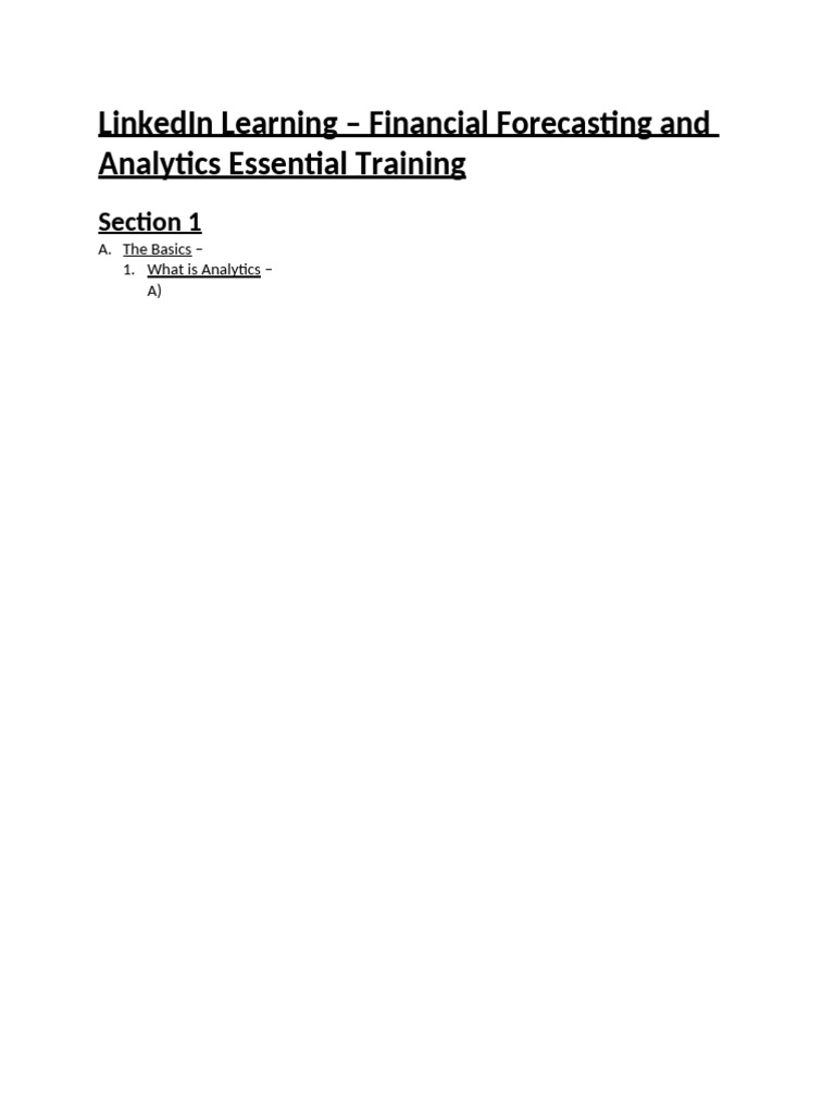 Financial Forecasting & Analytics Training | PDF