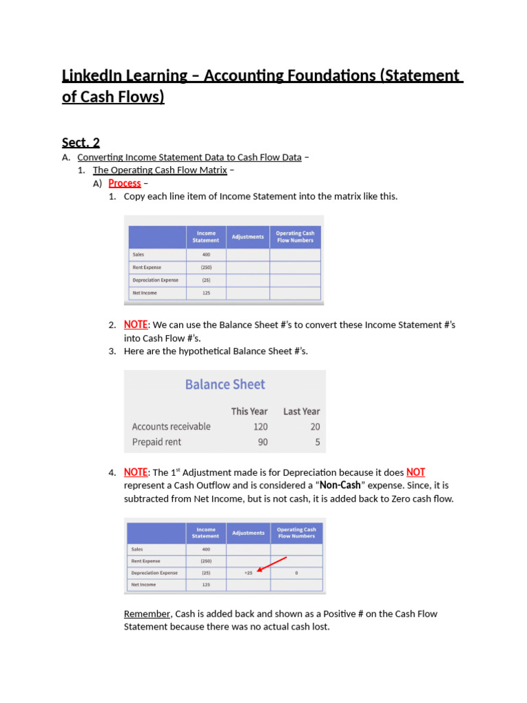 Linkedin Learning Accounting Foundations Statement Of Cash Flows