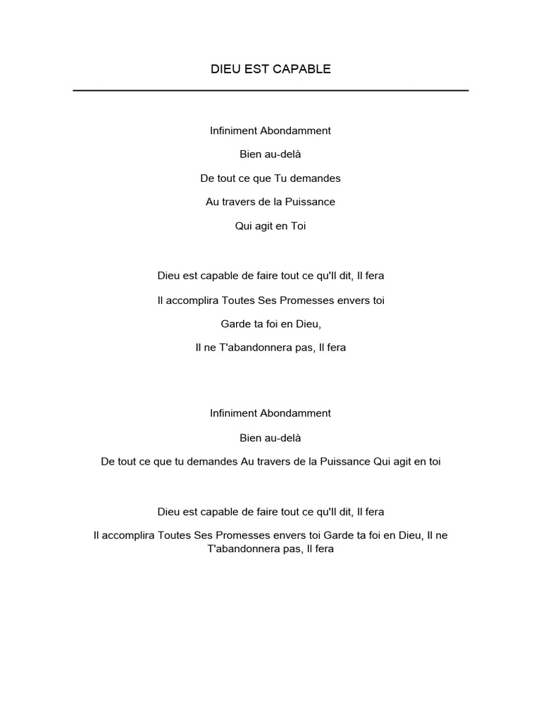 Dieu est capable de tout accomplir | PDF