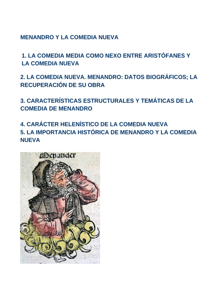 Menandro y la Comedia Nueva Griega | PDF | Comedia