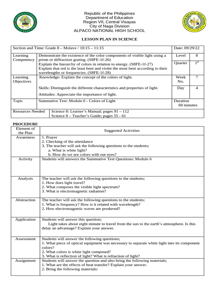 Science8_Q1_W7_D4 | PDF | Light | Electromagnetic Spectrum
