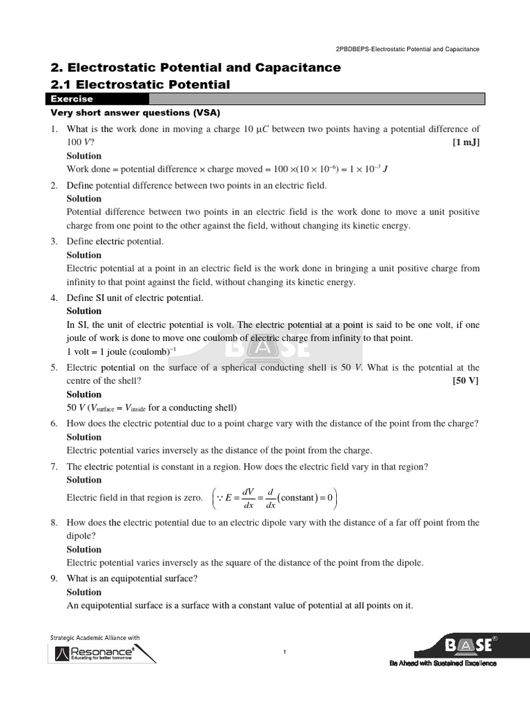 Potential Capacitance | PDF | Capacitance | Capacitor