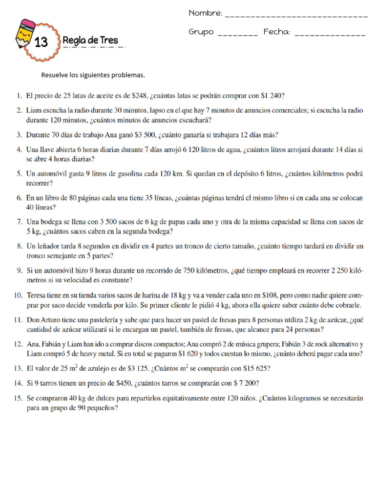 P13 Regla de Tres | PDF