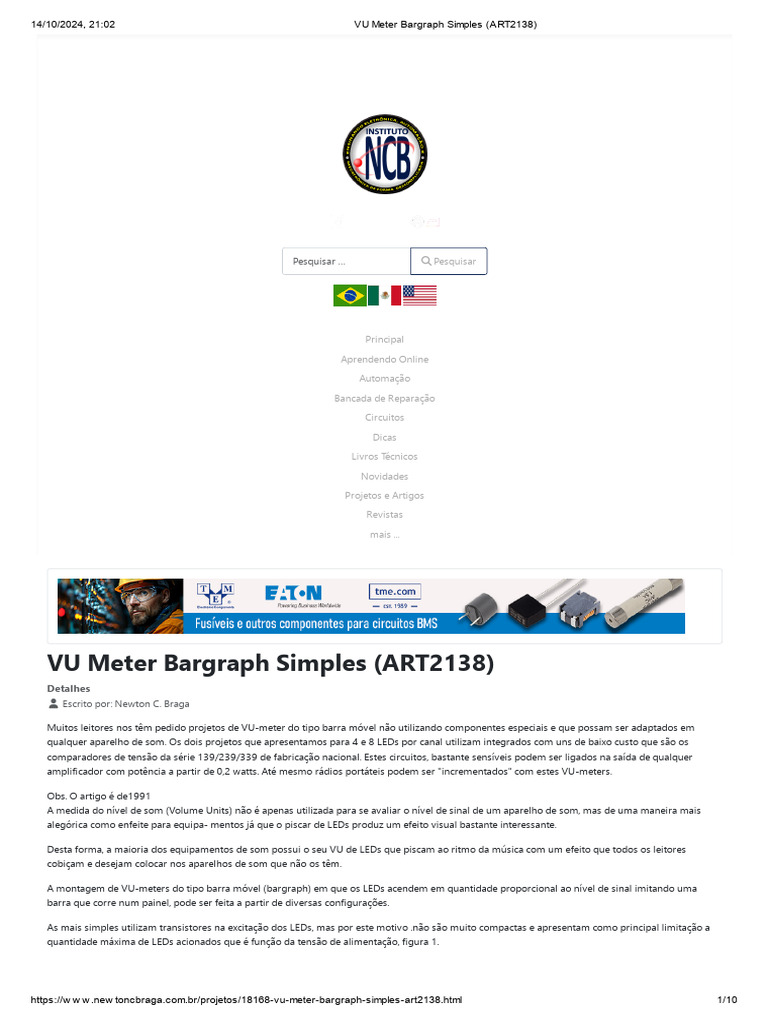 VU Meter Bargraph Simples (ART2138) | PDF | Diodo emissor de luz | Rede ...