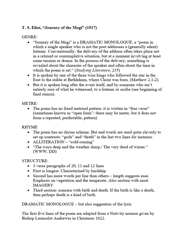 Eliot Journeyofthe Magi Itslearning | PDF | Jesus | Poetry