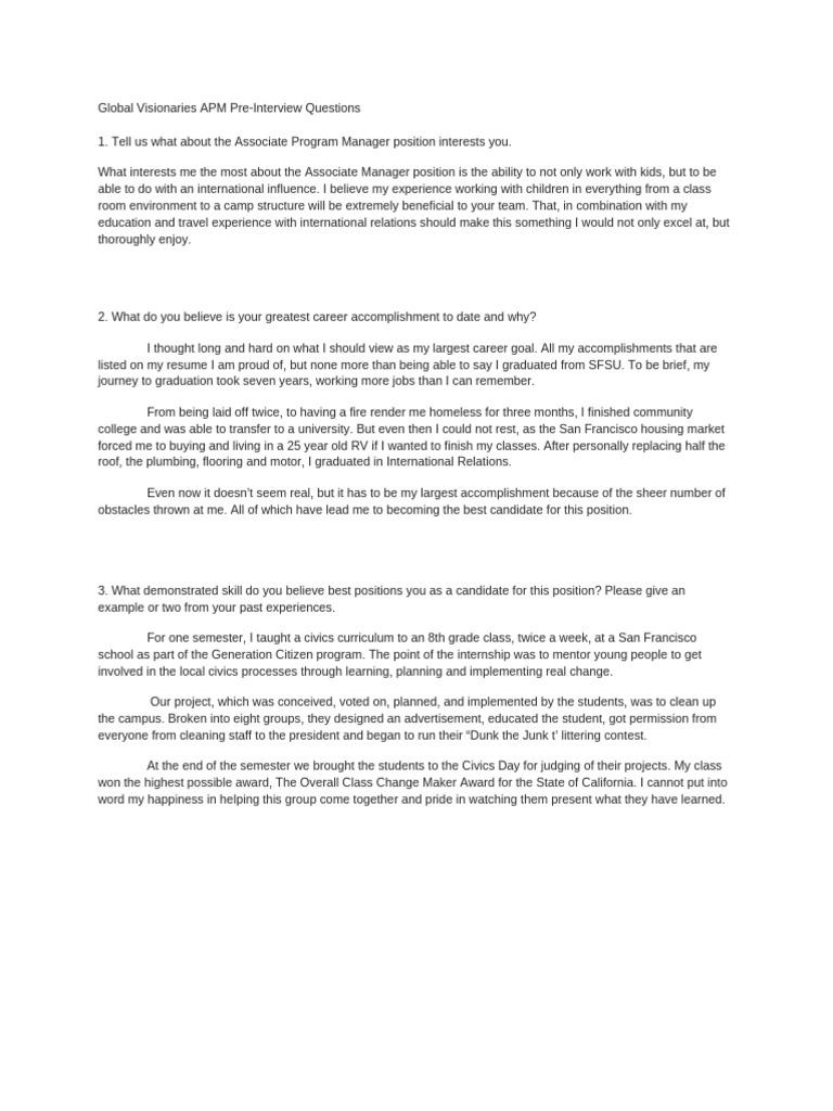 Global Visionaries Questions | PDF