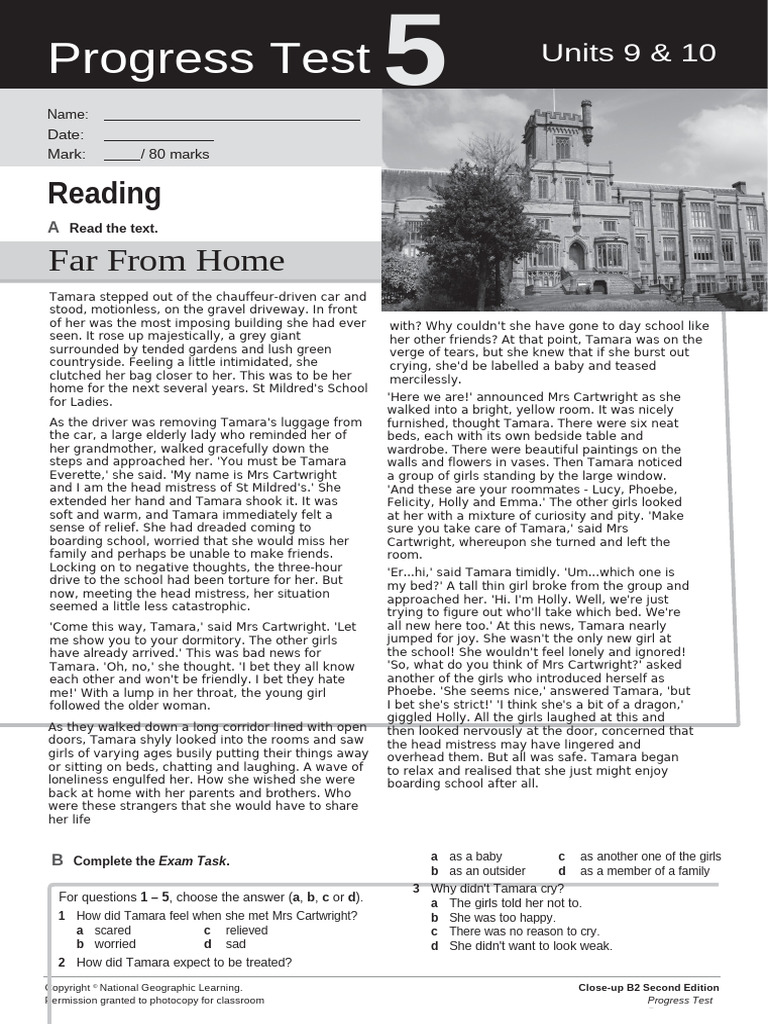 B2 Editable Progress Test 5_0 | PDF