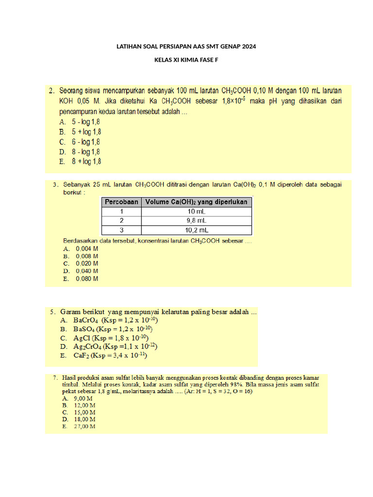 Latihan Soal Persiapan Aas SMT Genap 2024 | PDF