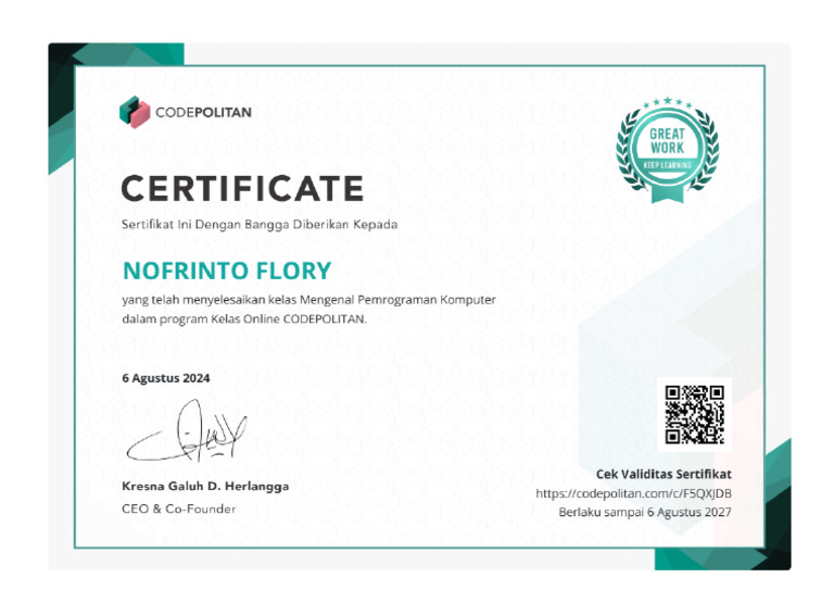 Certificate Contoh | PDF