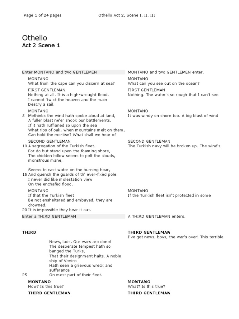 Othello Act 2 Scene I II III | PDF | Iago | Othello