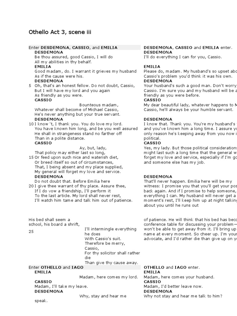 Othello Act 3 Scene III | PDF | Iago | Othello