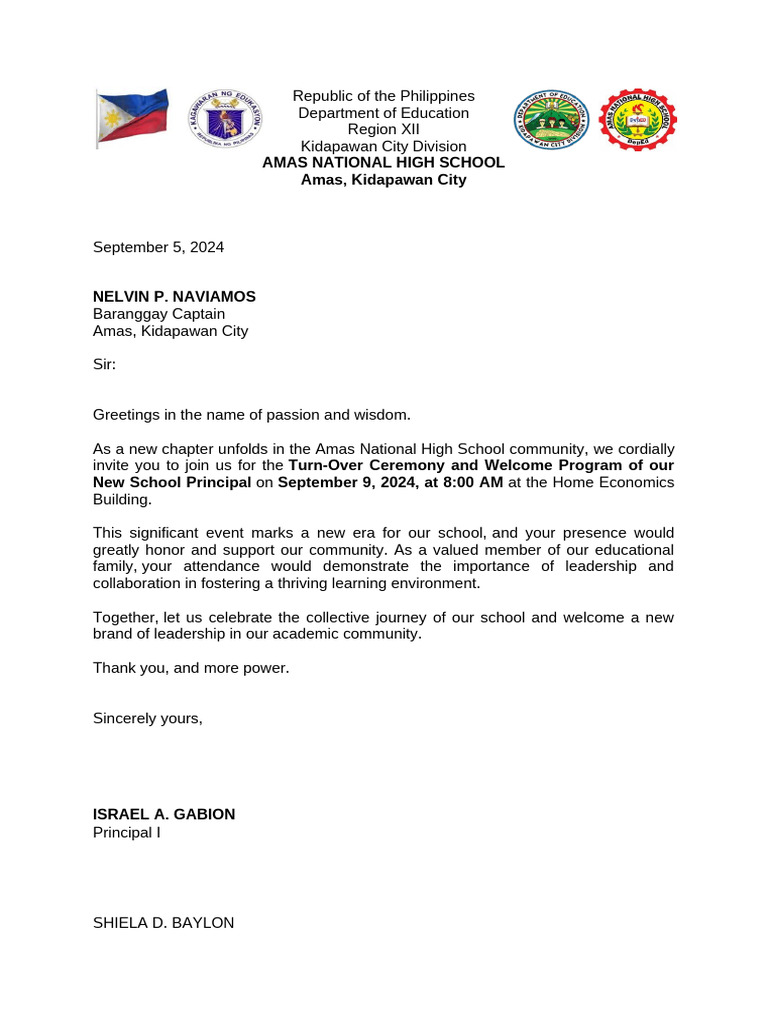 Invitation Letter Turn Over Program | PDF