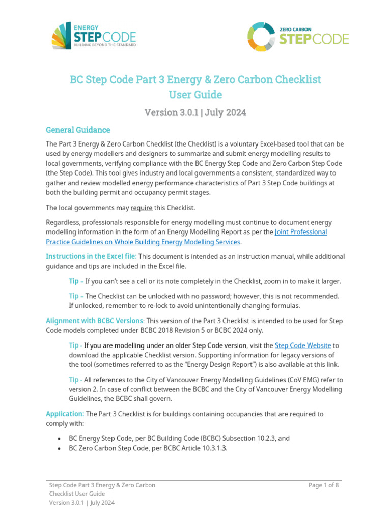 BC Step Code Part 3 Checklist User Guide v3.0.1 | PDF | Ventilation ...