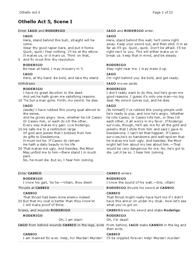 Othello Act 5 I II | PDF | Iago | Desdemona