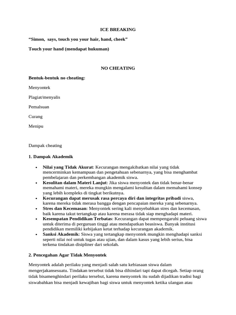 No Cheating & No Violance | PDF
