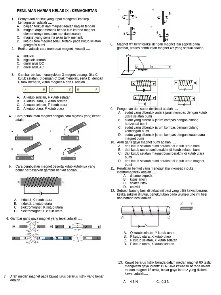 Soal PH Kemagnetan Kelas Ix | PDF