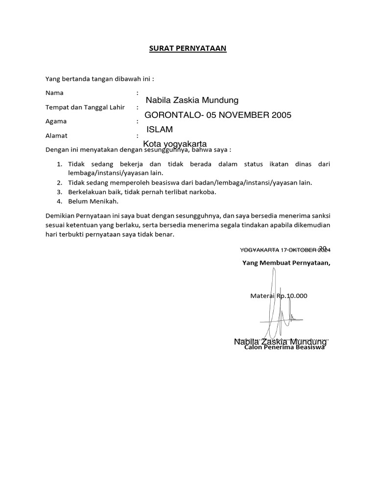 Surat Permohonan Izin Tidak Dapat Mengikuti Praktik Kerja Lapangan | PDF